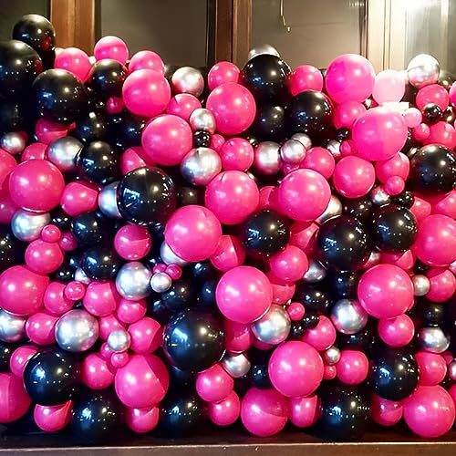 Pink Halloween Party Balloons Decoration, 126PCS Hot Pink Rose Red Black Balloon Garland Arch Kit for Halloween Day Girls Princess Birthday Wedding Baby Shower Bachelorette Bride To Be Party Decor…