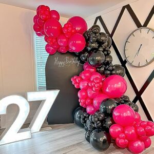 Pink Halloween Party Balloons Decoration, 126PCS Hot Pink Rose Red Black Balloon Garland Arch Kit for Halloween Day Girls Princess Birthday Wedding Baby Shower Bachelorette Bride To Be Party Decor…