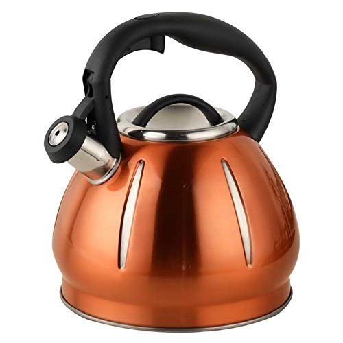 NOGRAX Tea Kettle Stovetop Whistling Heat Tea Kettle Stainless Steel Whistling Teapot Resistant Handle Suitable for Brewing Coffee and Milk 3L Large Capacity Pot (Color : Green)