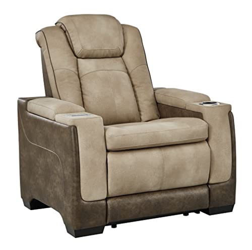 Signature Design by Ashley Next-Gen DuraPella Power Recliner with Adjustable Headrest, Sand & Next-Gen DuraPella Power Reclining Sofa with Adjustable Headrest, Sand