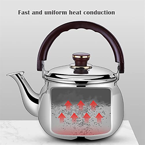 XENITE Tea Kettle Teapot Stainless Steel Boiling Water Tea Kettle Thicken Large Capacity Whistling Tea Pot Beep Reminder Teapot Suitable for Induction Cooker Tea Kettle Teapots (Size : 1.8L)