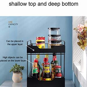 YUEGOO Kitchen Sinks Solid Under Sink Storage 2 Tier Drawer Organizer, Under Sink Storage Rack with Sliding Basket Drawer, Pull Out Drawers Under Sink, for Kitchen Bathroom under/White/40 * 28 * 40cm