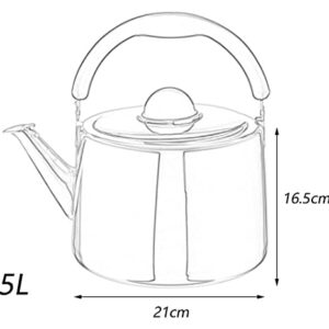 XENITE Classic Kettle Stove Top Whistling Kettle Food-Grade Stainless Steel Teapot Whistle Teapot Ergonomic Suitable for Various Stoves Camping Kettle Teapots (Color : Silver, Size : 5L)