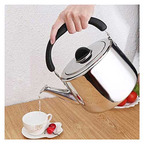 XENITE Classic Kettle Stove Top Whistling Kettle Food-Grade Stainless Steel Teapot Whistle Teapot Ergonomic Suitable for Various Stoves Camping Kettle Teapots (Color : Silver, Size : 5L)