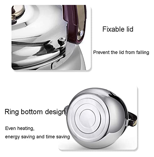 XENITE Classic Kettle Stove Top Whistling Kettle Silver Camping Teapot Anti-Scalding Handle Whistling Kettle Thick Stainless Steel Kettles Suitable for Various Stoves Camping Kettle Teapots (Color :