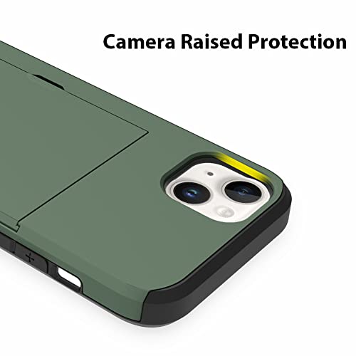 ZIYE for iPhone 13 Mini Case with Card Holder,for iPhone 13 Mini Wallet Case Anti-Scratch Dual Layer Hidden Pocket Phone Case Shockproof Cover Compatible with for iPhone 13 Mini 5G-Green