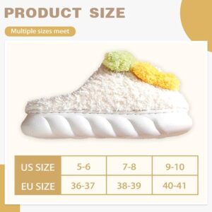 HEIOMWF Plush Flowers Slippers Cute Fuzzy Slippers Non-Skid Winter Warm Cozy House Slippers Indoor Outdoor Slippers For Women Men's