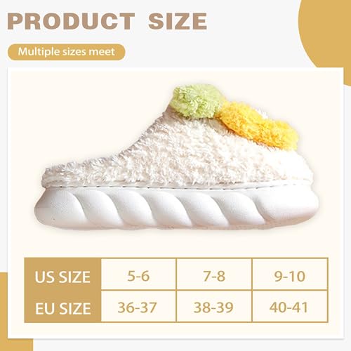 HEIOMWF Plush Flowers Slippers Cute Fuzzy Slippers Non-Skid Winter Warm Cozy House Slippers Indoor Outdoor Slippers For Women Men's