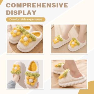 HEIOMWF Plush Flowers Slippers Cute Fuzzy Slippers Non-Skid Winter Warm Cozy House Slippers Indoor Outdoor Slippers For Women Men's