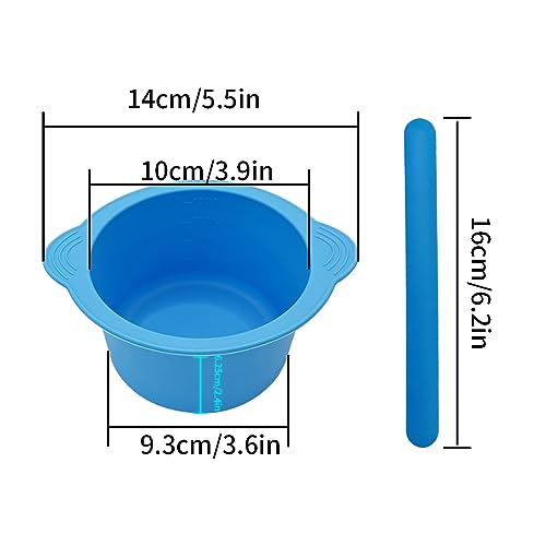 Silicone Wax Bowl For Hair Removal, Replacement Silicone Wax Liner for Wax Warmer Non-Stick Wax Pot with Wax Spatula Sticks(blue)