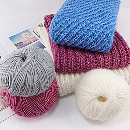 50g x 2 Balls Cotton Acrylic Yarn for Knitting & Crocheting, Soft Medium Thick Skeins Cotton Yarn for Knitting Clothes Hats Sweaters Dolls