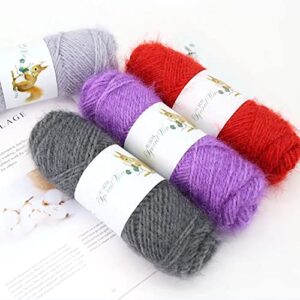 3 Balls Wool Yarn for Knitting - Soft Fluffy Crochet Wool Yarn Lightweight Knitting Wool Yarn for DIY Knitting Crafts Hats Sweater Scarf, 75g/Ball