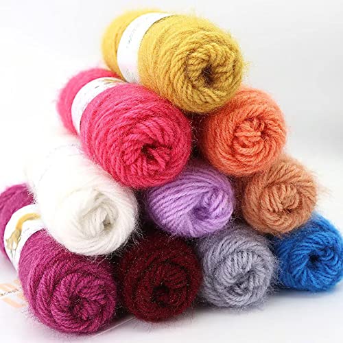 3 Balls Wool Yarn for Knitting - Soft Fluffy Crochet Wool Yarn Lightweight Knitting Wool Yarn for DIY Knitting Crafts Hats Sweater Scarf, 75g/Ball