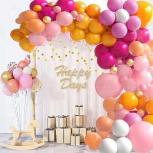 Pink and Orange Balloon Arch Kit, 115 PCS Pink Orange Balloon Arch Pastel Pink Orange Metallic Gold Party Balloons For Baby Shower Birthday Wedding Rainbow Encanto Party Decorations