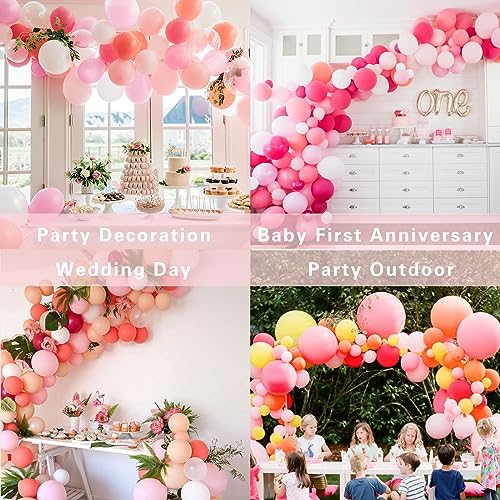 Pink and Orange Balloon Arch Kit, 115 PCS Pink Orange Balloon Arch Pastel Pink Orange Metallic Gold Party Balloons For Baby Shower Birthday Wedding Rainbow Encanto Party Decorations