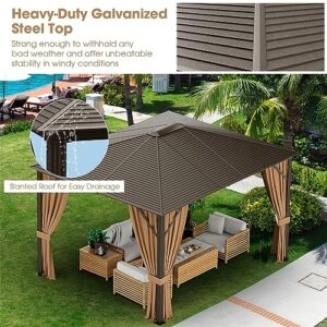 Clihome 12 x10 Ft Galvanized Outdoor Hardtop Gazebo Steel Top and Netting