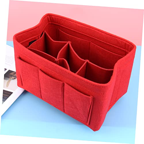 Cabilock Liner Bag Diapers Red Felt Cosmetic Bag Multip-pockets Cosmetic Bag Foldable Storage Bag Felt Storage Bag