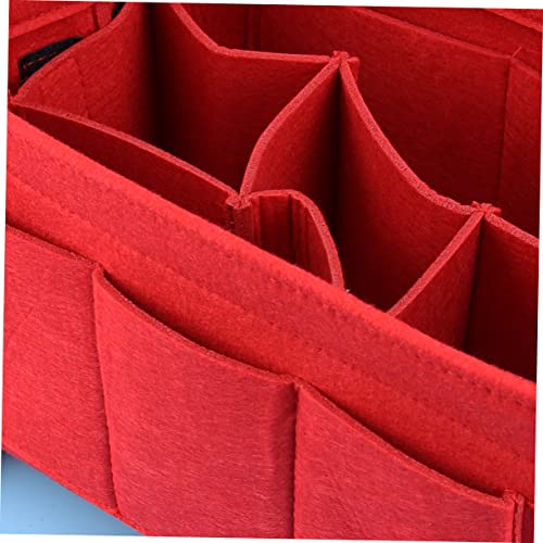 Cabilock Liner Bag Diapers Red Felt Cosmetic Bag Multip-pockets Cosmetic Bag Foldable Storage Bag Felt Storage Bag