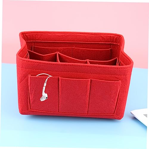 Cabilock Liner Bag Diapers Red Felt Cosmetic Bag Multip-pockets Cosmetic Bag Foldable Storage Bag Felt Storage Bag