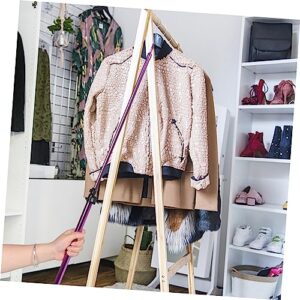 Cabilock 3pcs Telescopic Clothes Rail Coat Hooks Heavy Duty Telescoping Walking Stick Retractable Clothes Line Hotel Clothesline Pole Dorm Room Outdoor Clothesline Stainless Steel Purple