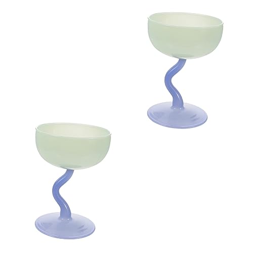 NOLITOY 2pcs Trifle Dish Bowls Home Cereal Glass Frodge Cream Sundae Blue Yogurt Footed Glasses Party Salad Wedding Ice Mousse Mini for Cocktail Parfait Small Glass Ice Cream Cups