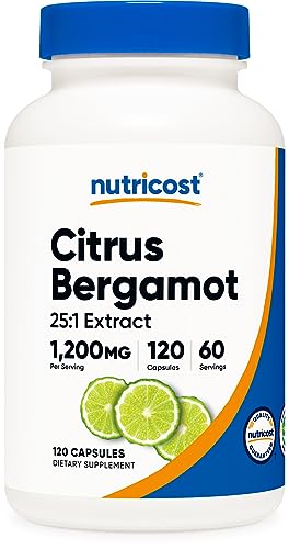 Nutricost Citrus Bergamot Capsules 12,000mg, 120 Capsules - Potent 25:1 Bergamot Extract - 60 Servings, Gluten Free, Vegan Friendly & Non-GMO Supplement