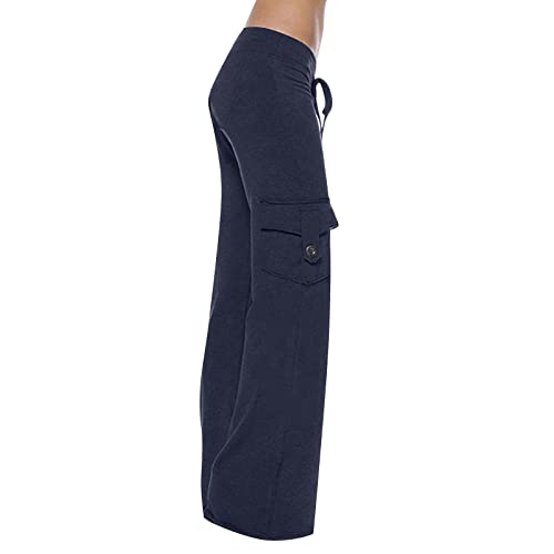 Womens Yoga Sweatpants High Waisted Flare Work Overalls Drawstring Button Casual Running Lounge Straight-Leg Elastic Pants Limited Deals Today Prime Time