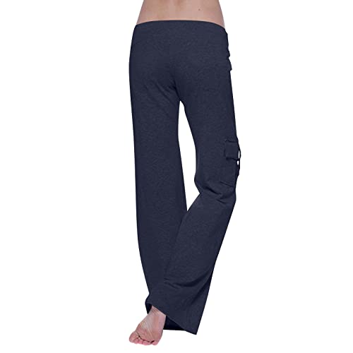 Womens Yoga Sweatpants High Waisted Flare Work Overalls Drawstring Button Casual Running Lounge Straight-Leg Elastic Pants Limited Deals Today Prime Time