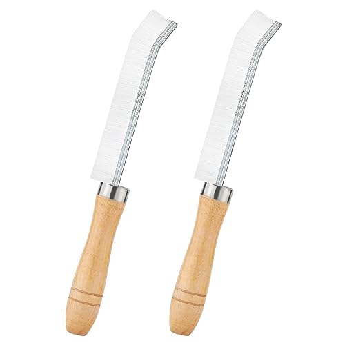 2pcs Gap Cleaning Brushes with Wooden Handle, Multifunctional Cleaning Brush Detail Cleaner Brush Household Cleaning Brush Crevice Cleaning Tool for Window Slot Bathroom Kitchen (White)