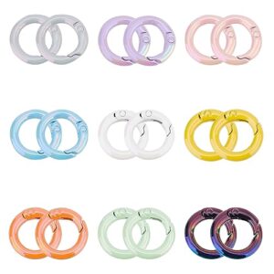 ph pandahall spring o rings, 18pcs 9 colors 20mm trigger round snap buckle dazzling alloy spring keyring buckle snap hooks connector rings o rings buckles for diy keychains bag purse handbag jewelry