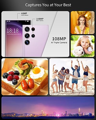 4G Unlocked Cell Phones,6G+256GB Dual Sim Smartphone, C23 Unlocked Mobile Phone with 7.3inch Waterdrop Screen, Android Phone 48+108 MP | 8000mAh | Fingerprint Lock & Face ID | US Version (Pink)