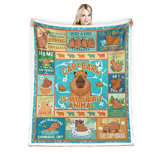 peakman Capybara Blanket Throw,Capybara Gifts Blanket for Boys Girls,Capybara Gifts for Capybara Lovers,Warm Soft Lightweight Cozy Fuzzy Plush Capybara Blanket for Bed Couch Travel 50"x 60"