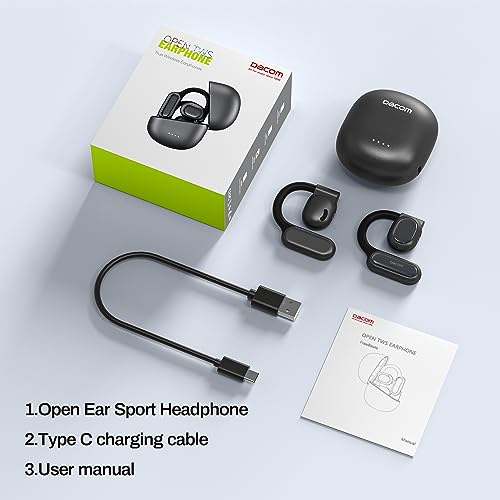 DACOM Open Ear Headphones Bluetooth 5.3, True Wireless Open Ear Earbuds with 16.2mm Dynamic Drivers 45Hrs Playtime Wireless Earbuds Long-Lasting Comfort Sport Earbuds for Running Workout