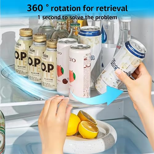 FERGRELM Square Lazy Susan Organizer for Refrigerator, Turntable Organizer for Refrigerator, Countertop Condiment Storage Rack, Clear-13.74 X 10.19 X 1.26 Inches