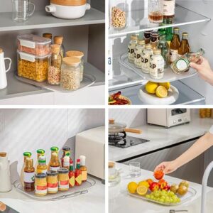 FERGRELM Square Lazy Susan Organizer for Refrigerator, Turntable Organizer for Refrigerator, Countertop Condiment Storage Rack, Clear-13.74 X 10.19 X 1.26 Inches