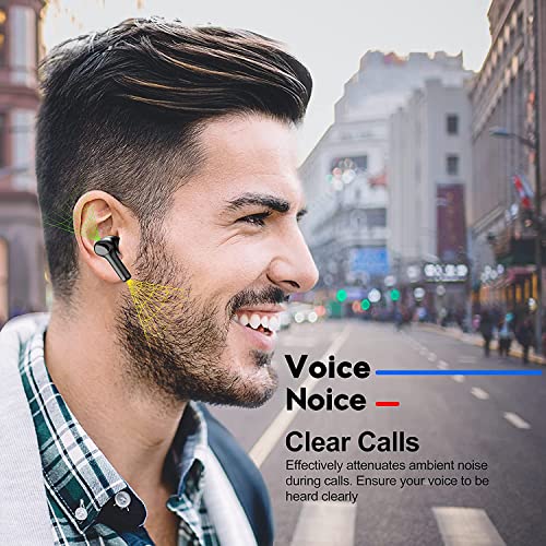 Wireless Headphones, Noise Canceling Bluetooth Headphones V5.3 Stereo IPX7 Waterproof in-Ear Sports with Mini Charging Case and Built-in Microphone E