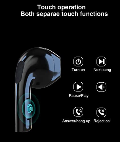 Wireless Headphones, Noise Canceling Bluetooth Headphones V5.3 Stereo IPX7 Waterproof in-Ear Sports with Mini Charging Case and Built-in Microphone E