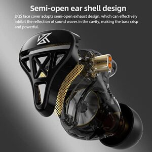 YINYOO KZ DQS in Ear Monitor Headphone, Metal Dynamic HiFi Wired Earbuds Semi-Open IEMS Earphone, Music Travel Sports Game Deep Bass Earphone with Detachable Cables