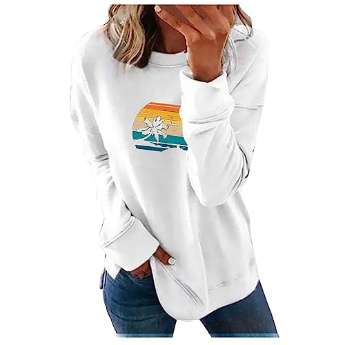 LAWOR Cropped Sweatshirt 2023 Fall Sudadera en forma de corazón mujer Patrón de libélula Impresión Jersey manga larga Sudadera Cuello redondo Otoño V4-White X-Large