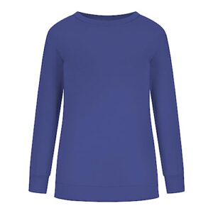 LAWOR Womens Sweatshirt 2023 2024 Sudaderas de color sólido para mujer Suéter de manga larga con cuello redondo de ajuste holgado Otoño Invierno W1-Light Blue X-Large