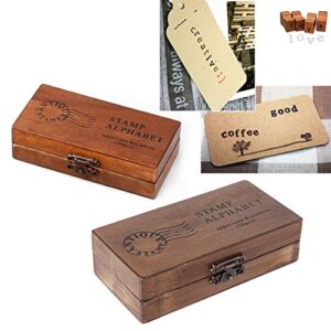 Ankexin Retro Uppercase Letter Stamps Set of 10 with Wooden Storage Box DIY for Postcard Greeting Card Making