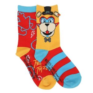 bioworld five nights at freddy's freddy fazbear 2-pair youth crew socks