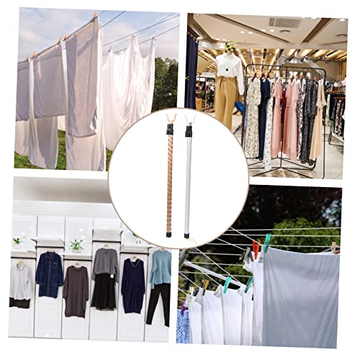 Cabilock 10 Pcs Pull up Bar Outdoor Blinds Curtains Outdoor Clothing Toilet Paper Holder Retractable Clothesline Prop Telescoping Garment Retractable Clothesline Rods Clothes Fork Pole CD