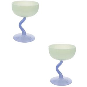 abaodam kids glasses 2pcs wine frodge ice salad cream pudding glass bowl for mousse small dessert cocktail yogurt condiment fancy wedding blue dish sundae birthday mini dessert cup