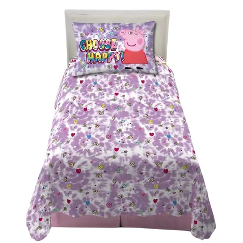 Franco Peppa Pig Pink Heart Kids Bedding Super Soft Microfiber Sheet Set, Twin, (Official Licensed Product)