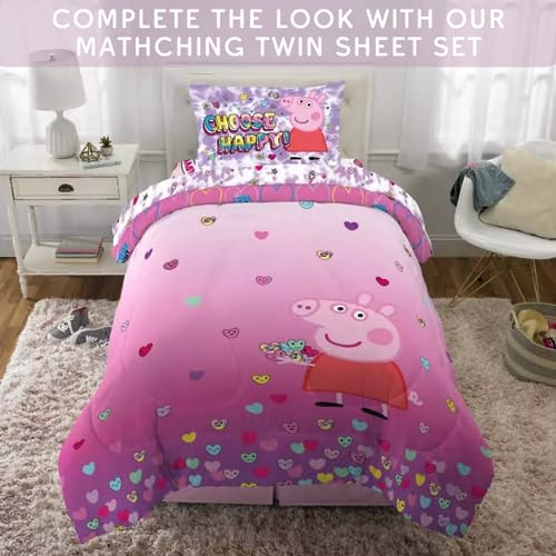 Franco Peppa Pig Pink Heart Kids Bedding Super Soft Microfiber Sheet Set, Twin, (Official Licensed Product)