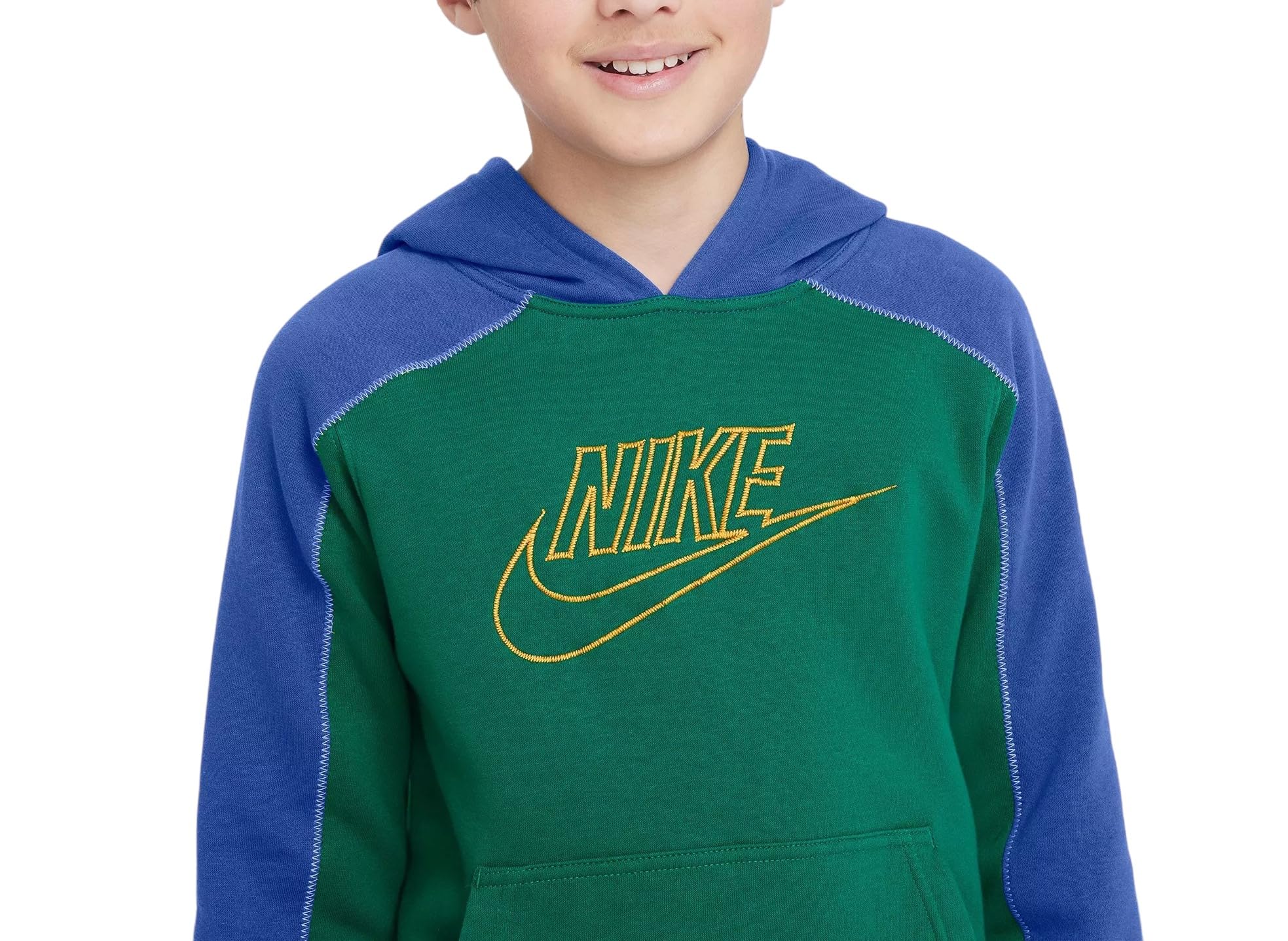 Nike Big Kids Boys' Amplify Sportswear Pullover Hoodie (Malachite/Game Royal, X-Large, XL)