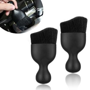 nghey 2 pcs car detailing brush, soft bristles detailing brush dusting tool, auto interior soft hair removal brush, fit for automotive dashboard, air conditioner vents, leather, computer (black #113)