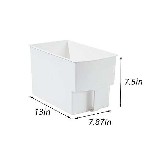 Typutomi Kitchen Cabinet Storage Bins with Handle, Plastic Stackable Organizer Storage Bin Food Storage Organizer Under Sink Organizer(White)