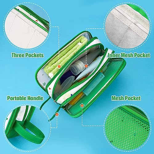 Dinosaur Toiletry Bag - Travel Toiletry Bag for Boys Kids Christmas Birthday Gift Toiletries Makeup Cosmetic Pouch Camping Traveling Toiletry Case Water-resistant Wash Bag Dopp Kit with Mesh Pocket